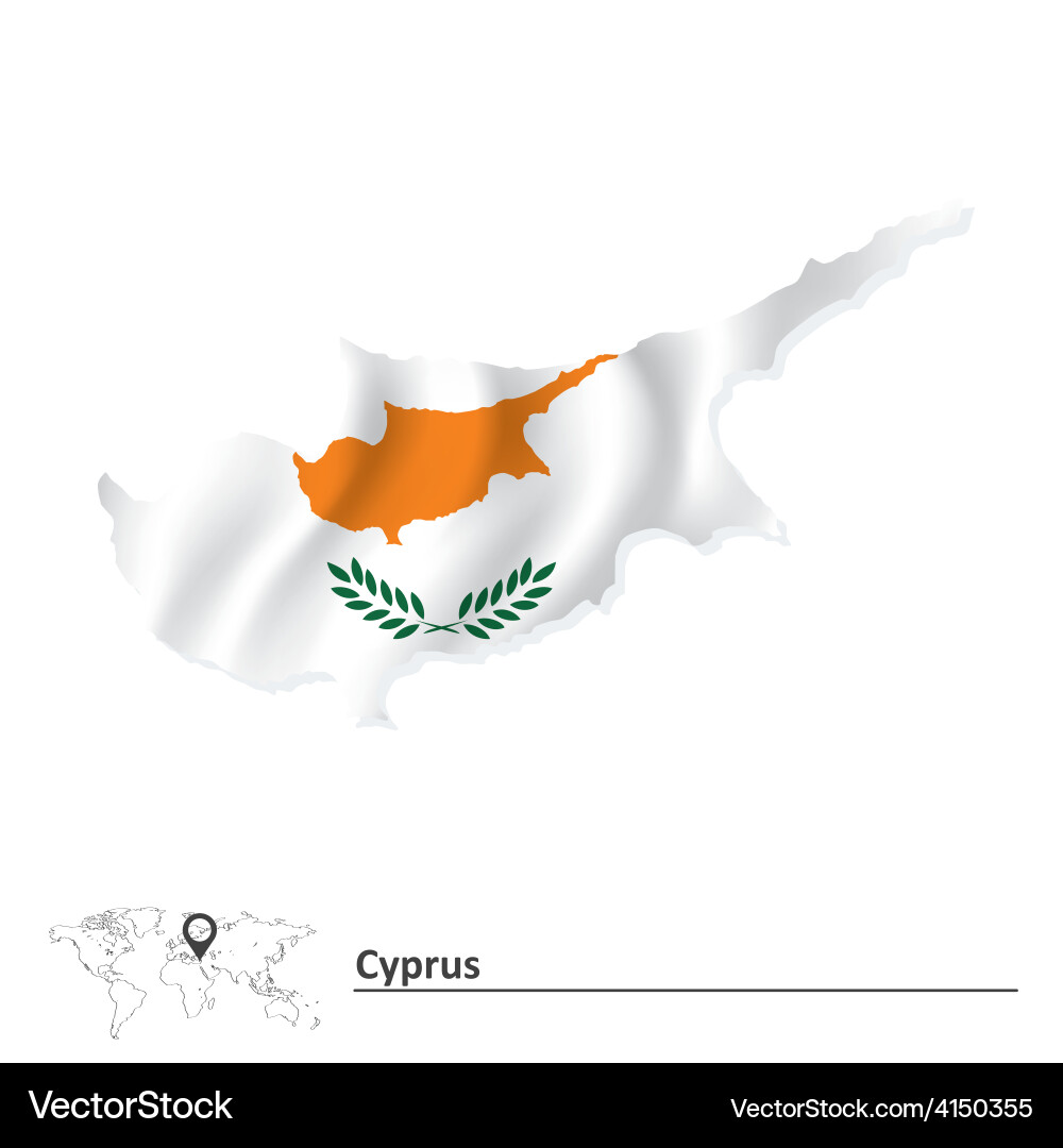 Map of cyprus with flag Royalty Free Vector Image