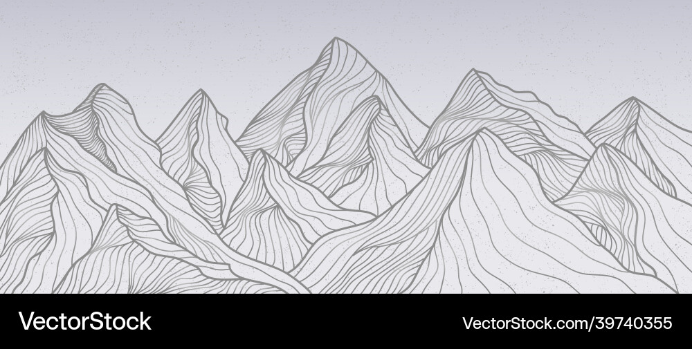 Mountain line art print abstract Royalty Free Vector Image