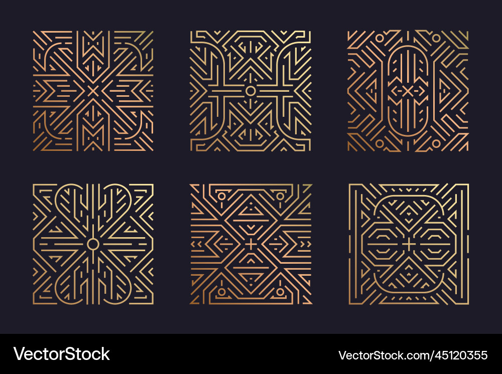 Set of luxury line geometric templates Royalty Free Vector