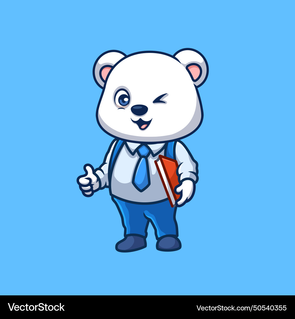 Teacher polar bear cute cartoon Royalty Free Vector Image