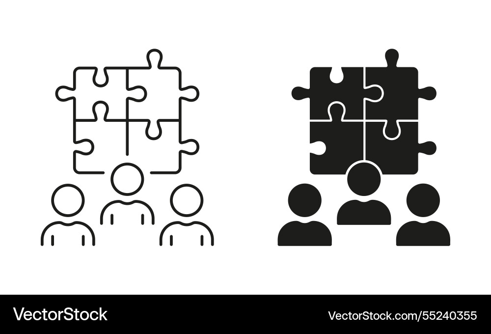 Teamwork and collaboration puzzle together icon Vector Image