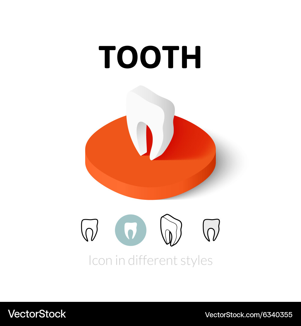 Tooth icon in different style Royalty Free Vector Image