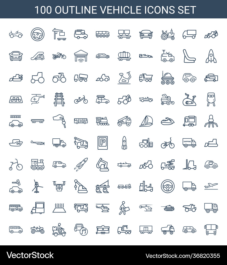 Vehicle icons Royalty Free Vector Image - VectorStock