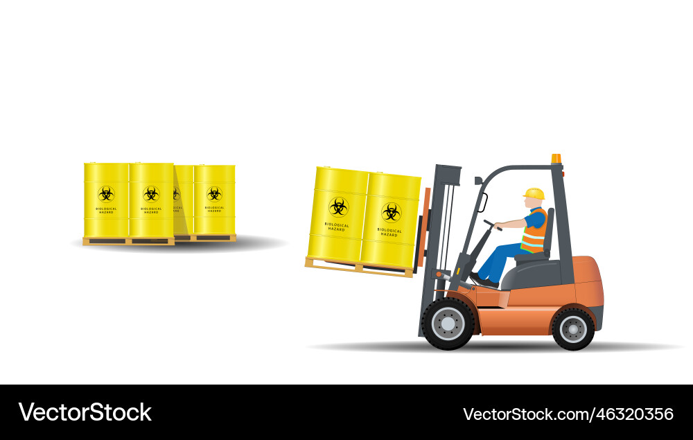 An industrial forklift with a driver transports Vector Image
