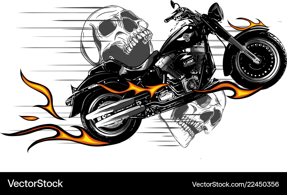 Dramatic burning motorcycle engulfed in fierce Vector Image
