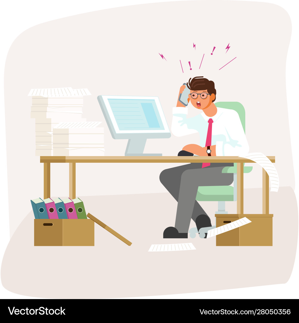 Employee having a lot work Royalty Free Vector Image