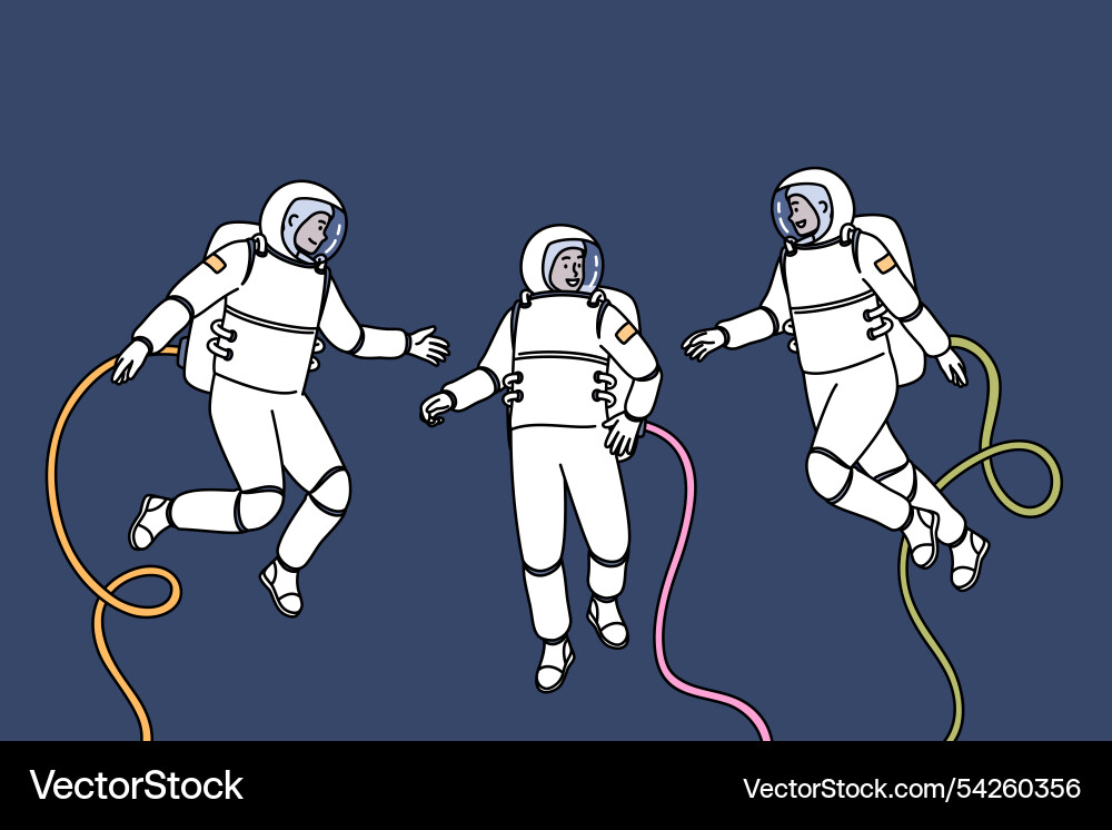 Group of astronauts participating in space Vector Image