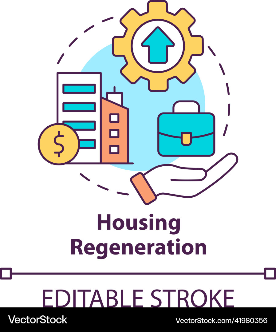 Housing regeneration concept icon Royalty Free Vector Image