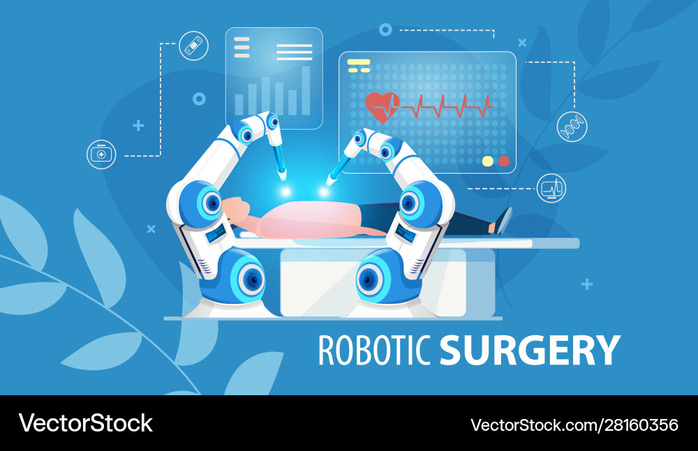 Innovative robotic surgery medical flat poster Vector Image