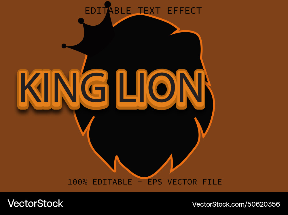 King lion editable text effect flat style Vector Image