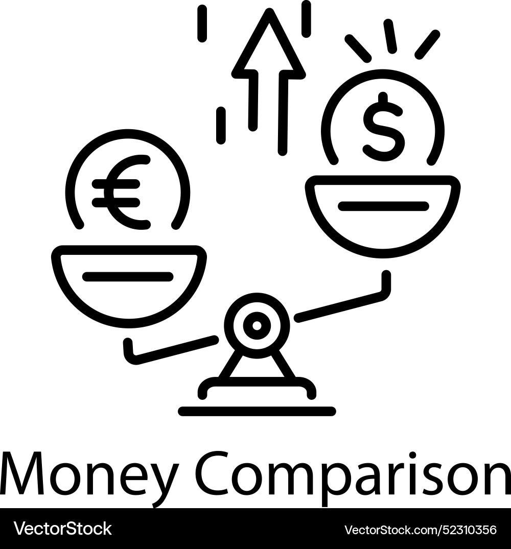 Money comparison Royalty Free Vector Image - VectorStock