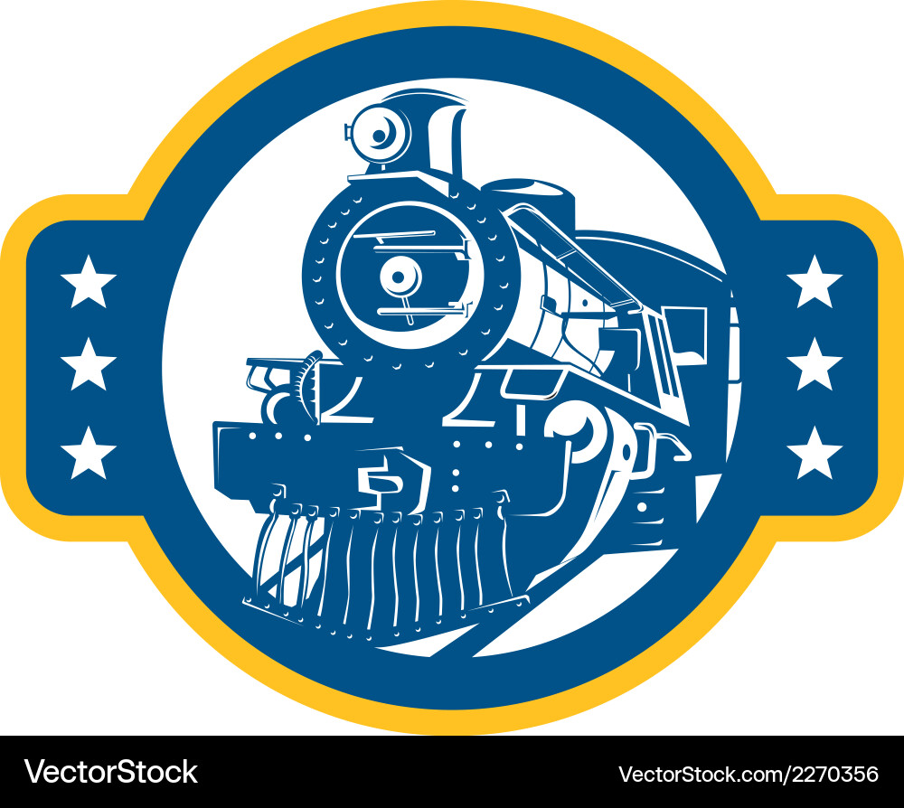 Steam train locomotive front retro Royalty Free Vector Image