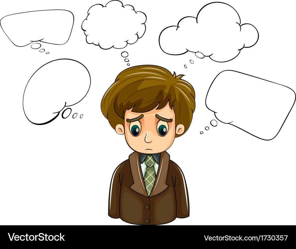 A sad man with brown coat and empty callouts Vector Image