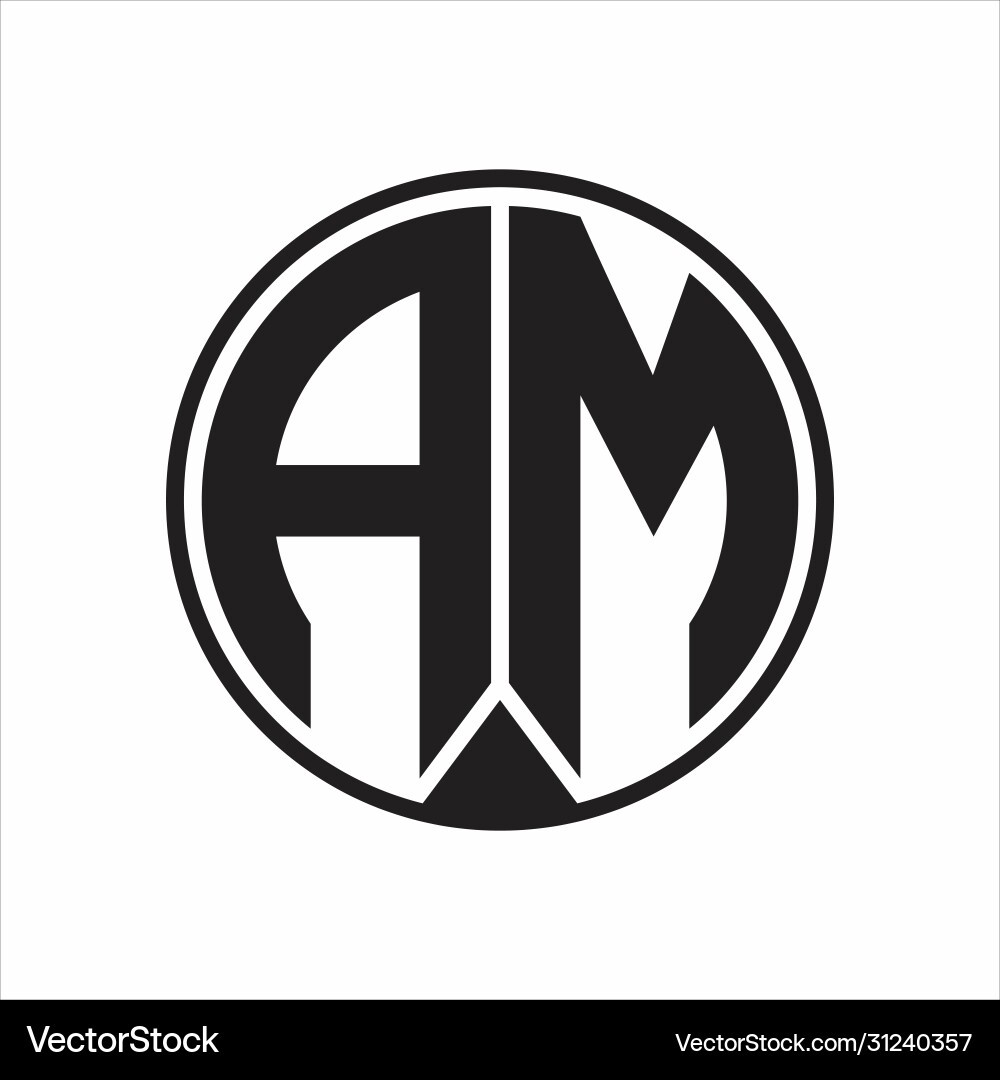 Am logo monogram circle with piece ribbon style Vector Image