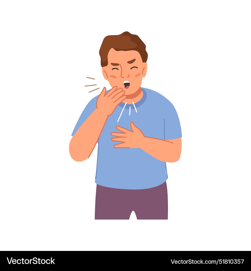 Boy having flu coughing person sneezing Royalty Free Vector