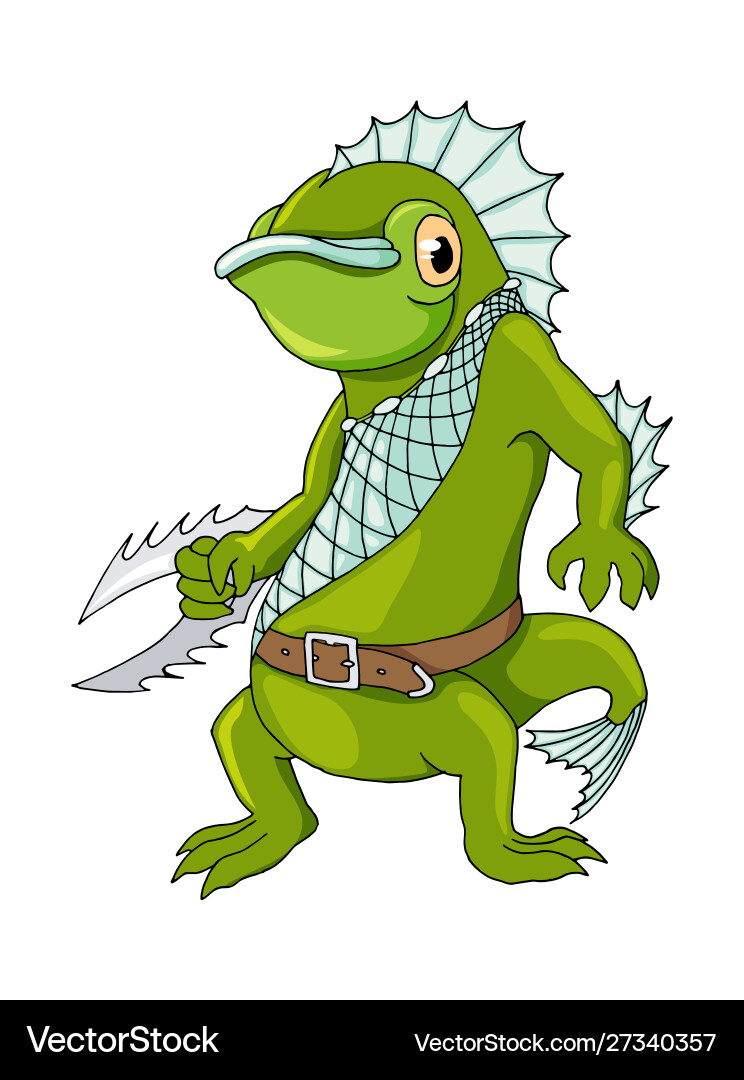 Cartoon fish monster sea creature character Vector Image