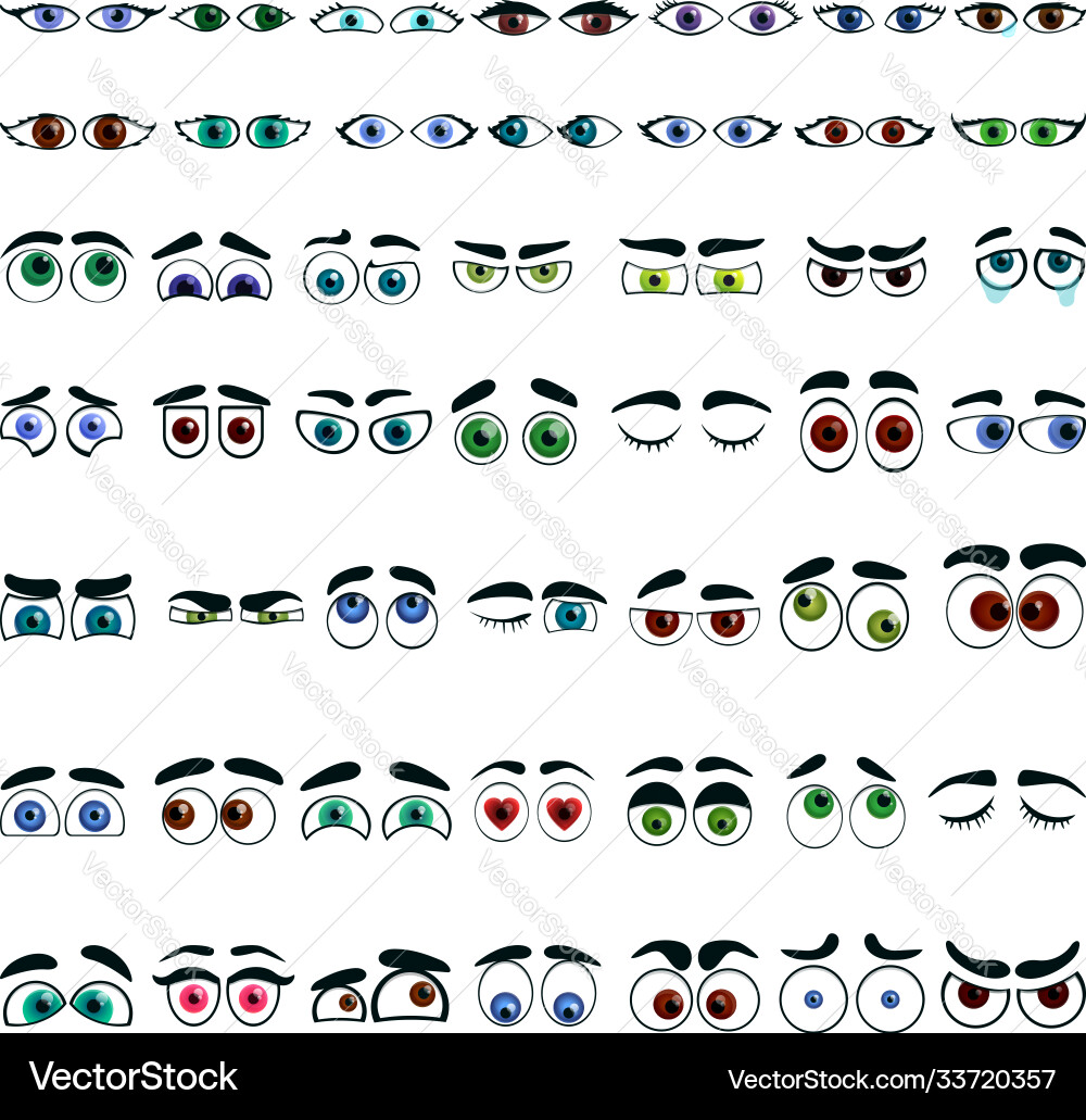 Eyes icons set cartoon style Royalty Free Vector Image