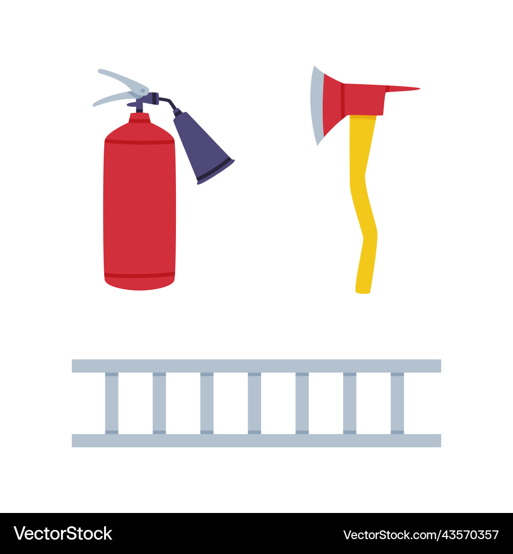 Fire extinguisher cylinder ladder and hatchet Vector Image