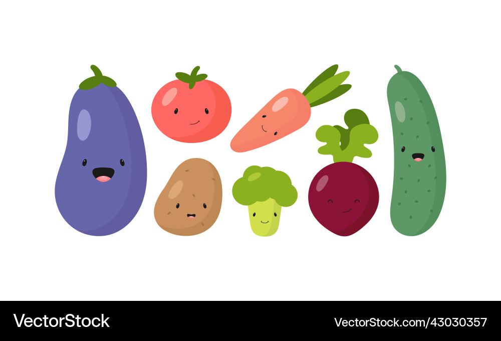 Funny vegetables characters Royalty Free Vector Image