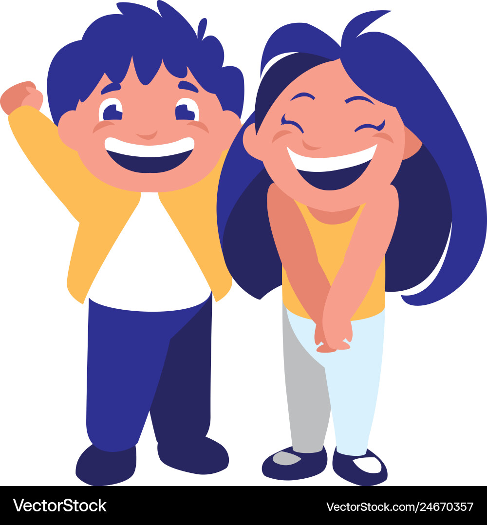 Happy fat kids celebrating characters Royalty Free Vector