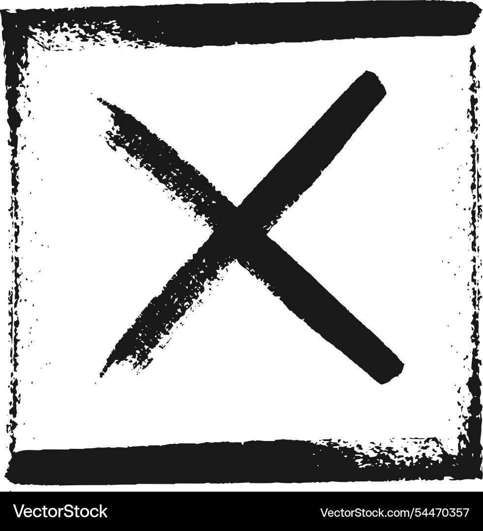 Large black cross painted with brush strokes Vector Image