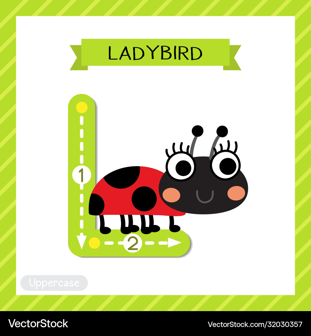 Letter l uppercase tracing ladybird Royalty Free Vector