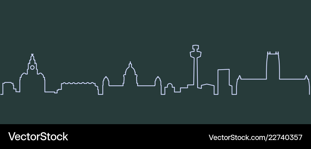Liverpool single line skyline Royalty Free Vector Image