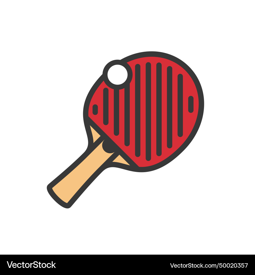 Ping pong racket with ball in flat style Vector Image