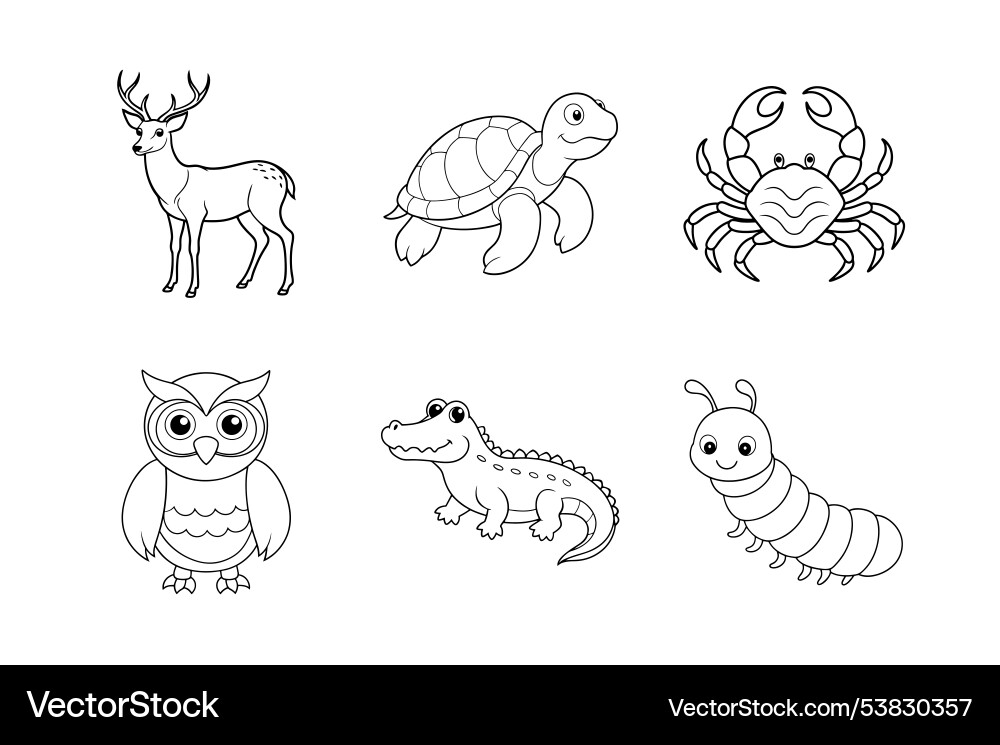 Six animal icon silhouette Royalty Free Vector Image