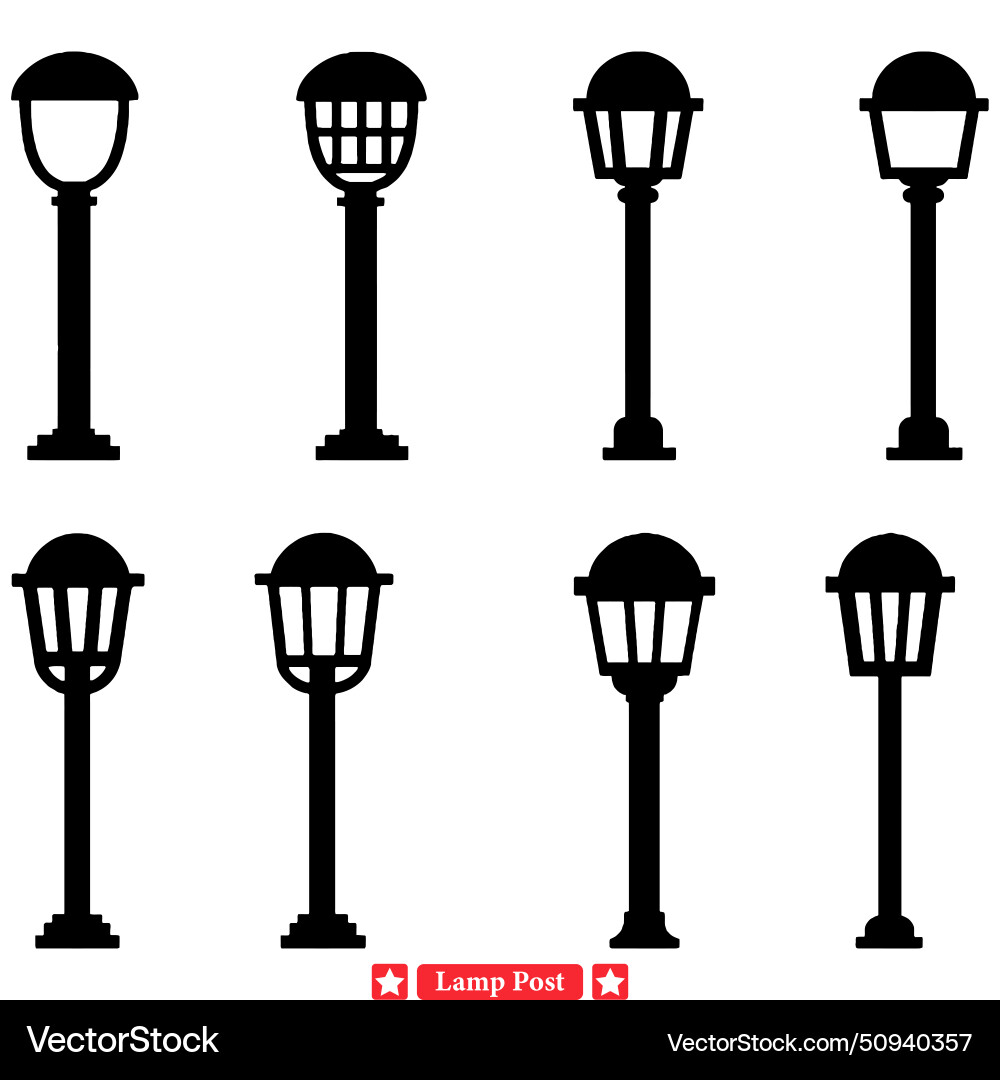 Victorian style lamp post set antique urban Vector Image