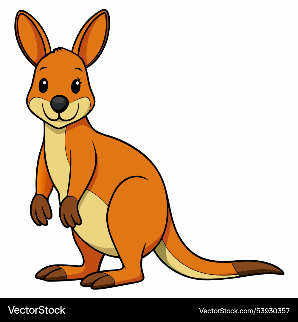 Wallaby cute funny animal cartoon flat Royalty Free Vector