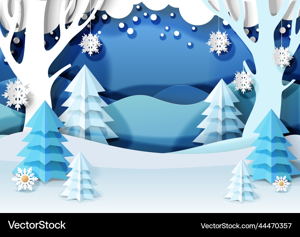 Winter Paper Cut Art Background Royalty Free Vector Image