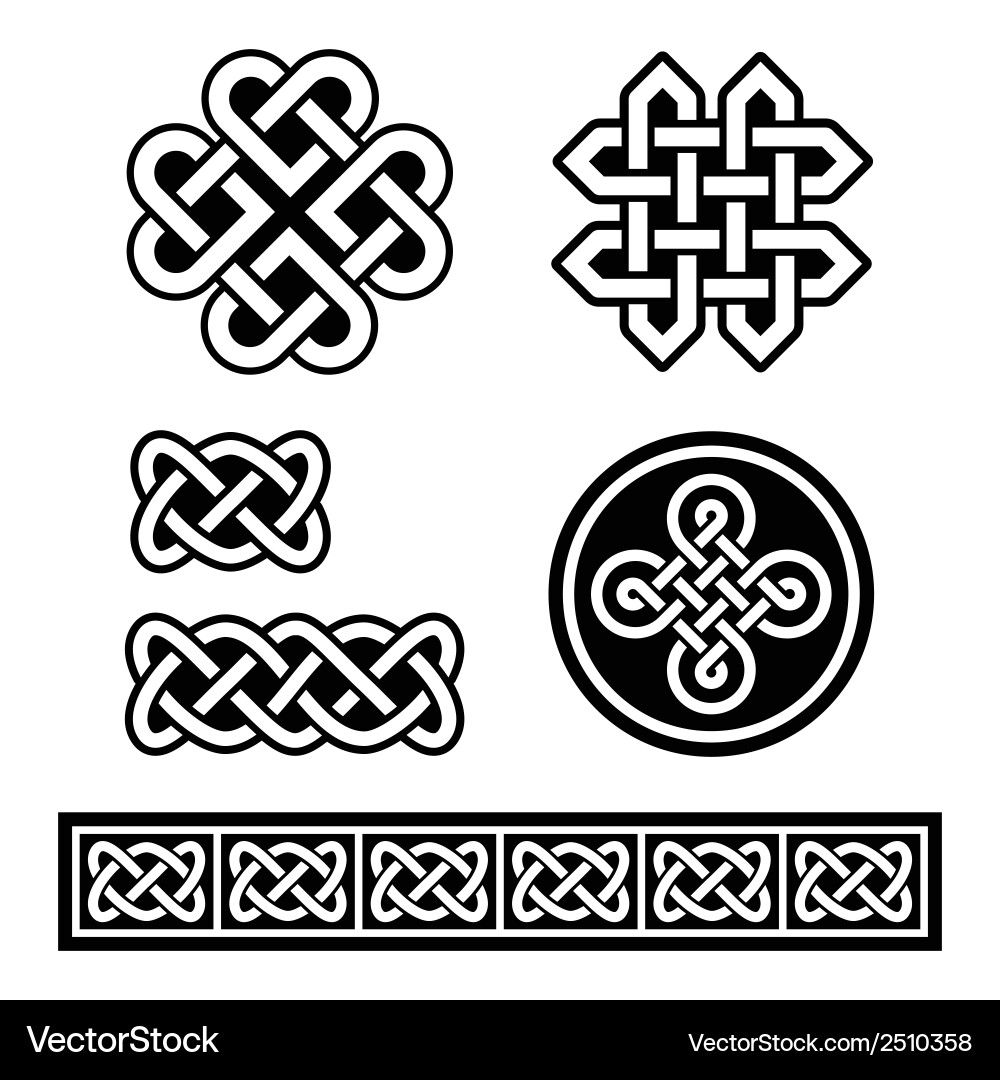 Celtic irish patterns and braids Royalty Free Vector Image