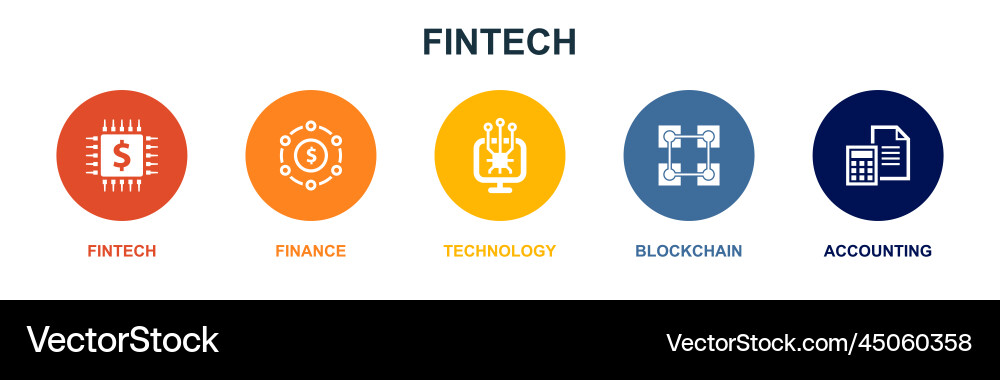 Fintech finance technology blockchain Royalty Free Vector