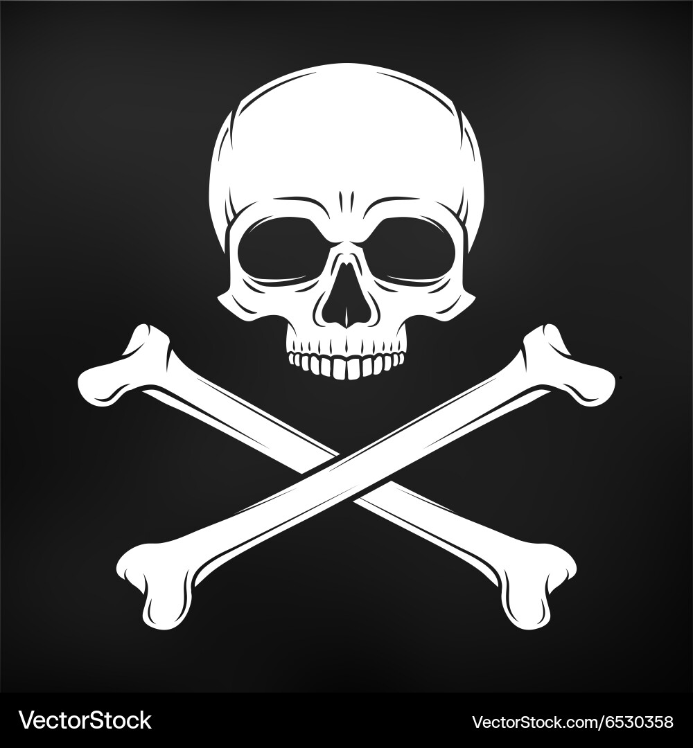 Human evil skull on black background Royalty Free Vector