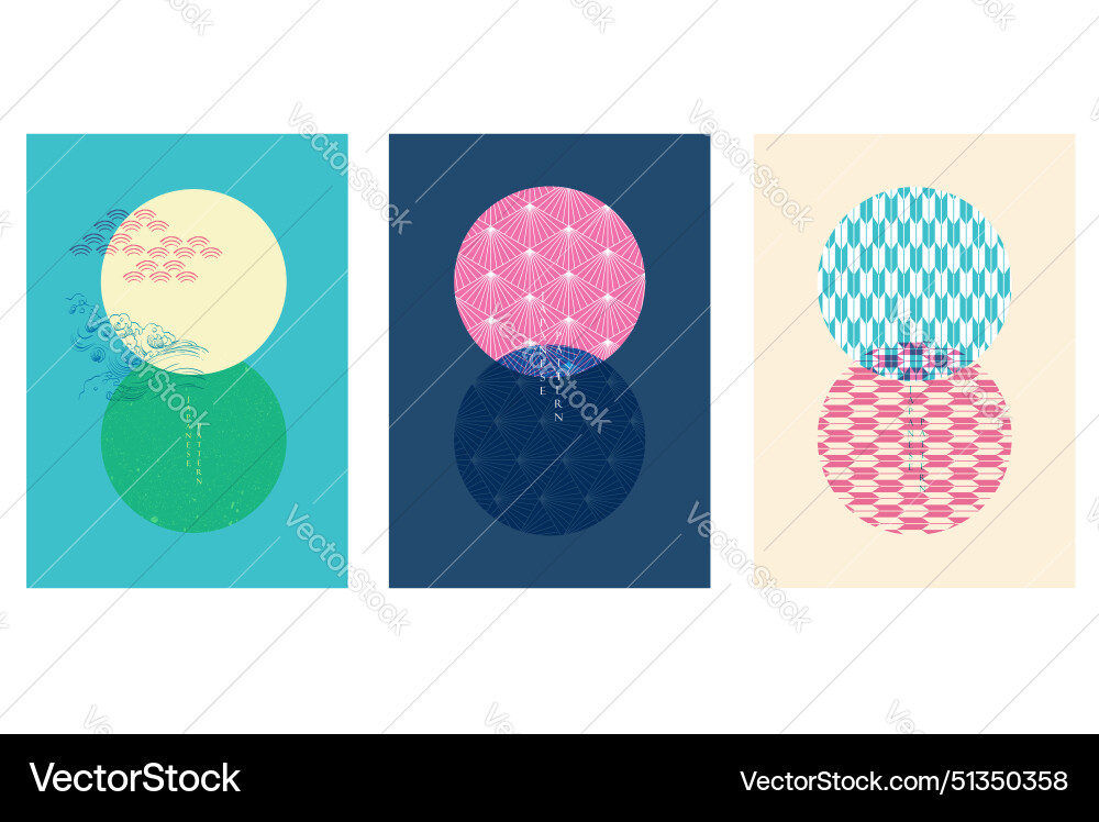 Japanese background with line art pattern Vector Image