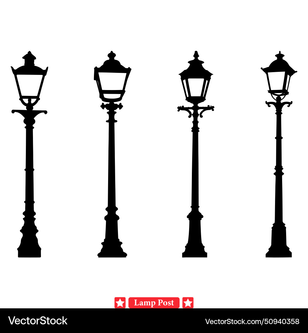 Modern streetlight silhouettes sleek lamp post Vector Image
