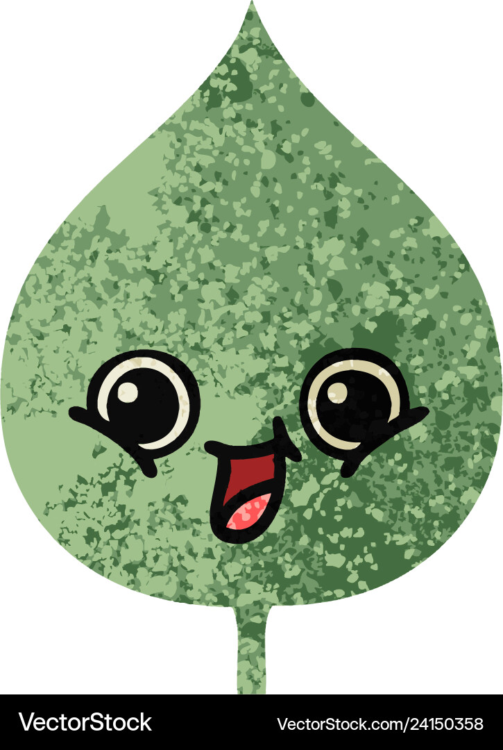 Retro style cartoon expressional leaf Royalty Free Vector
