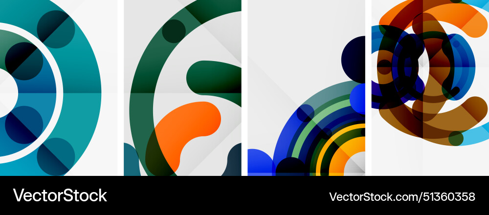 Set of line design circle posters Royalty Free Vector Image