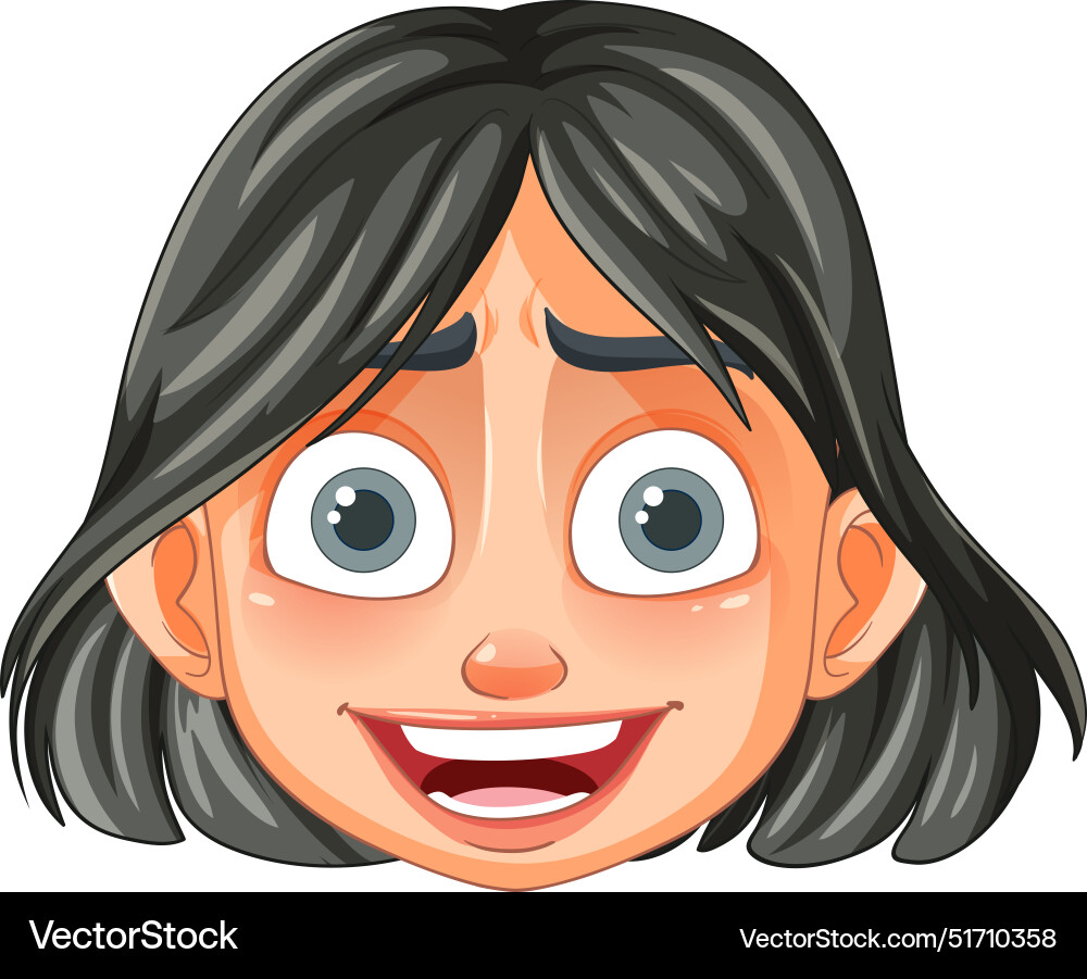 Smiling cartoon face with expressive eyes Vector Image
