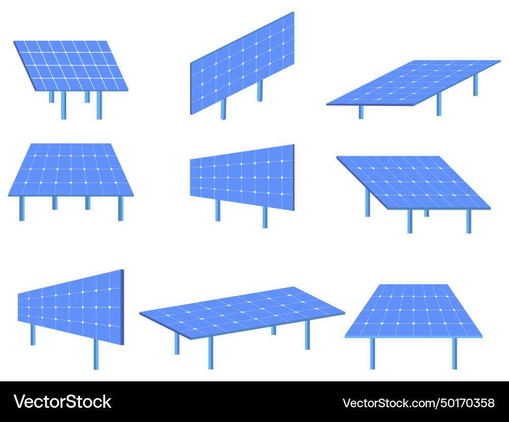 Solar panel icon set isolated on white background Vector Image