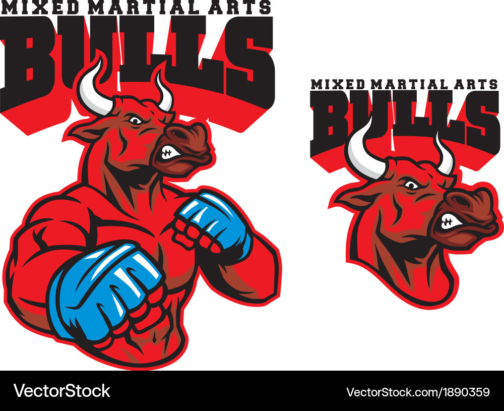 Aggressive MMA Fighter with Bull Royalty Free Vector Image