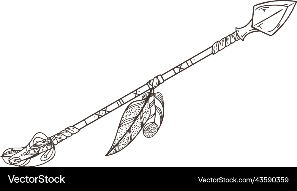 Arrow with decorative feathers native indian Vector Image