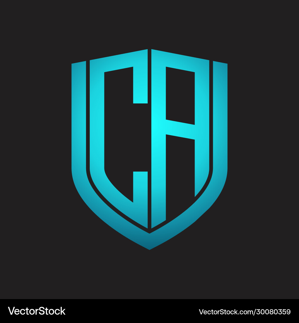 Ca logo monogram with emblem shield design Vector Image