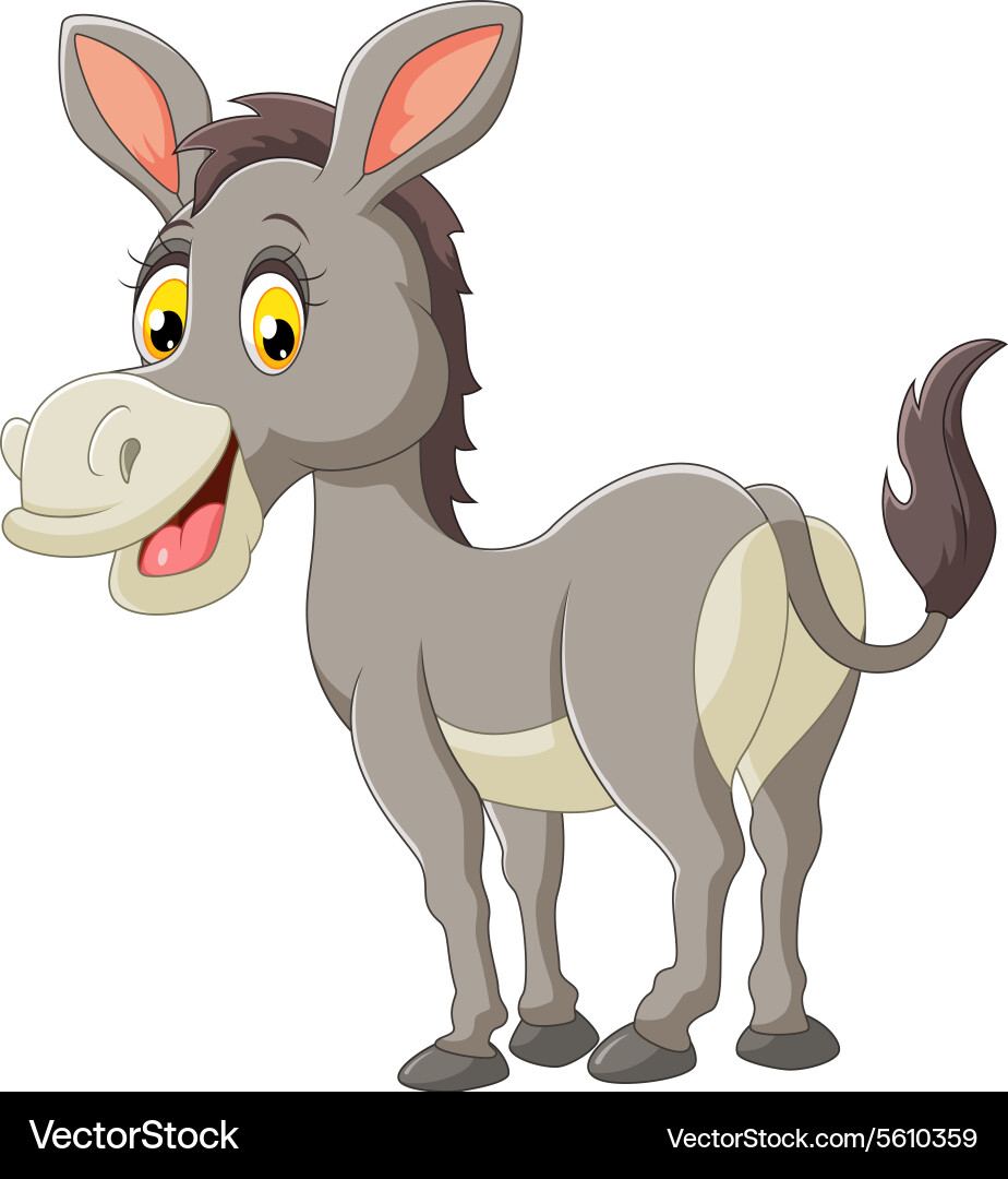 Cartoon donkey smile and happy Royalty Free Vector Image