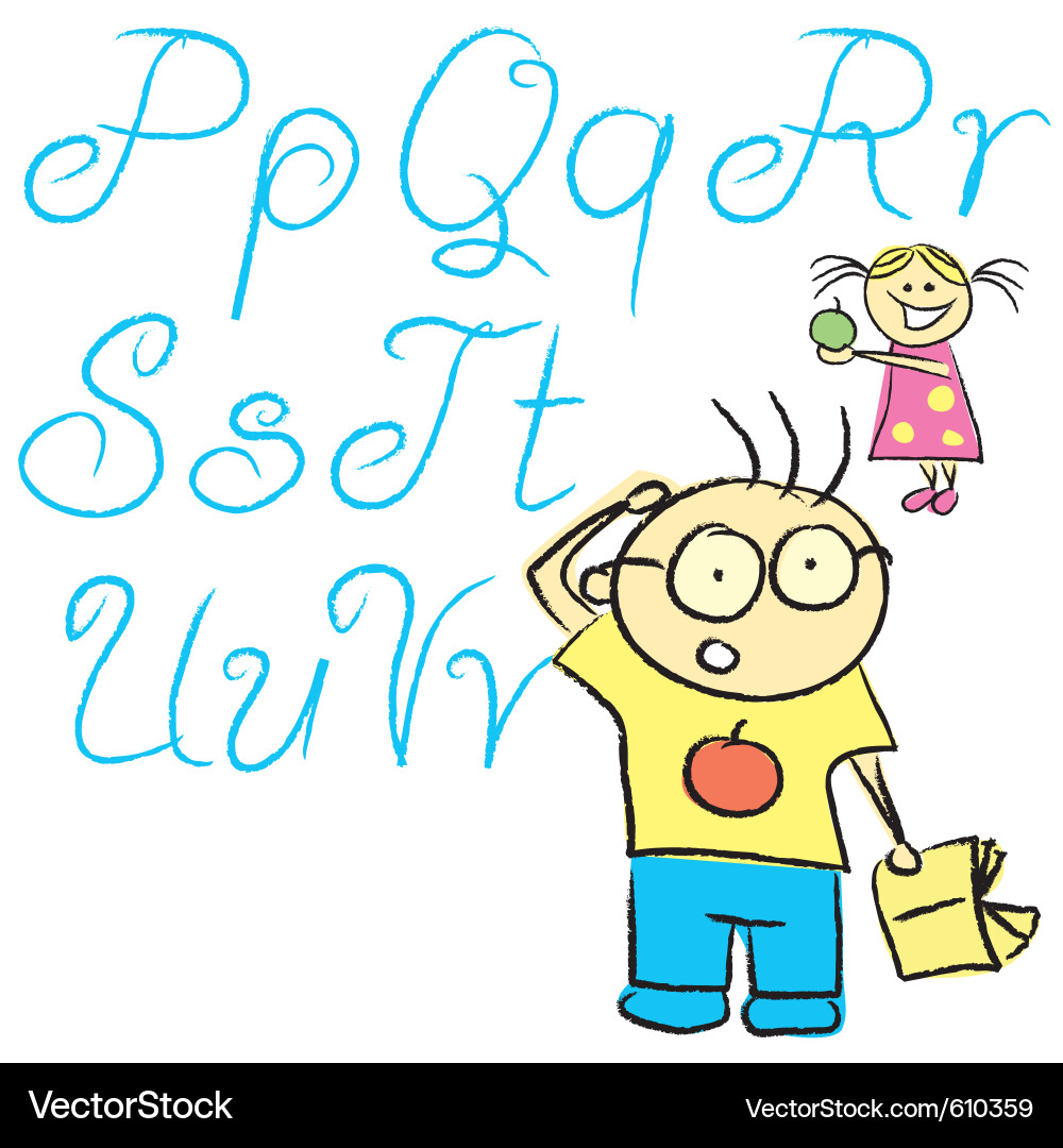 Child calligraphy letters Royalty Free Vector Image