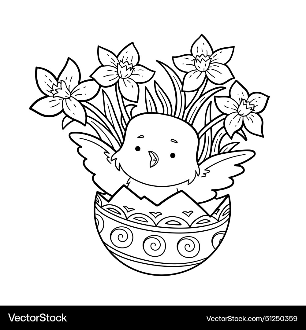 Coloring book for children easter little bird Vector Image