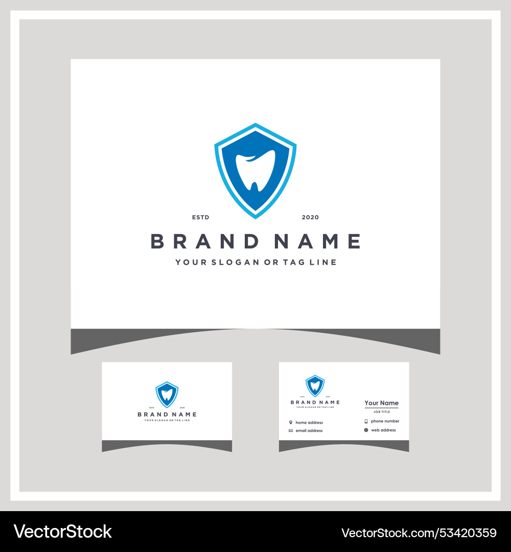 Logo design concept dental shield Royalty Free Vector Image