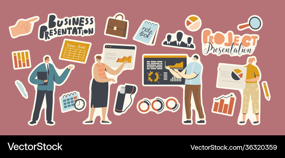 Set stickers business project presentation Vector Image