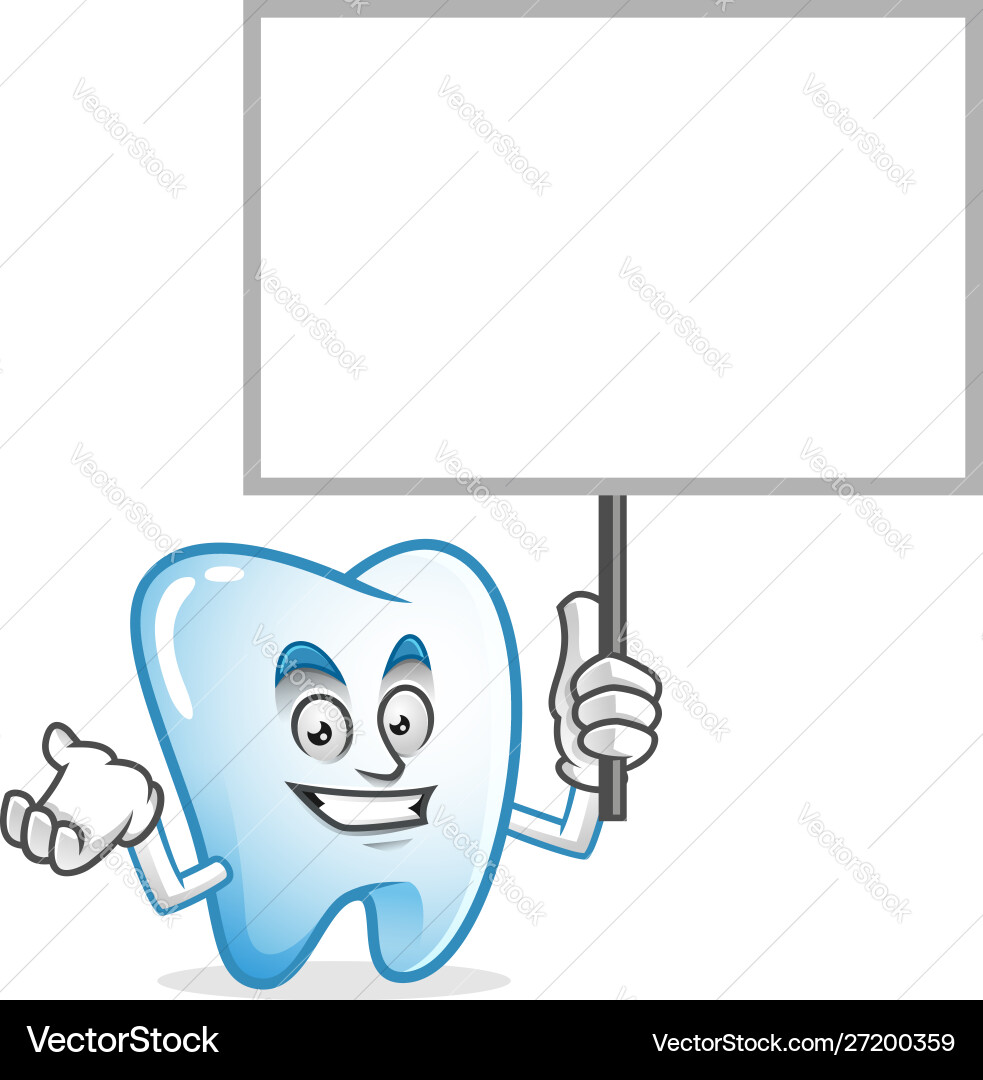 Tooth character design or mascot with blank Vector Image